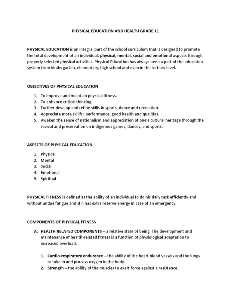 Module Pe Grade 11 | PDF | Aerobic Exercise | Physical Fitness