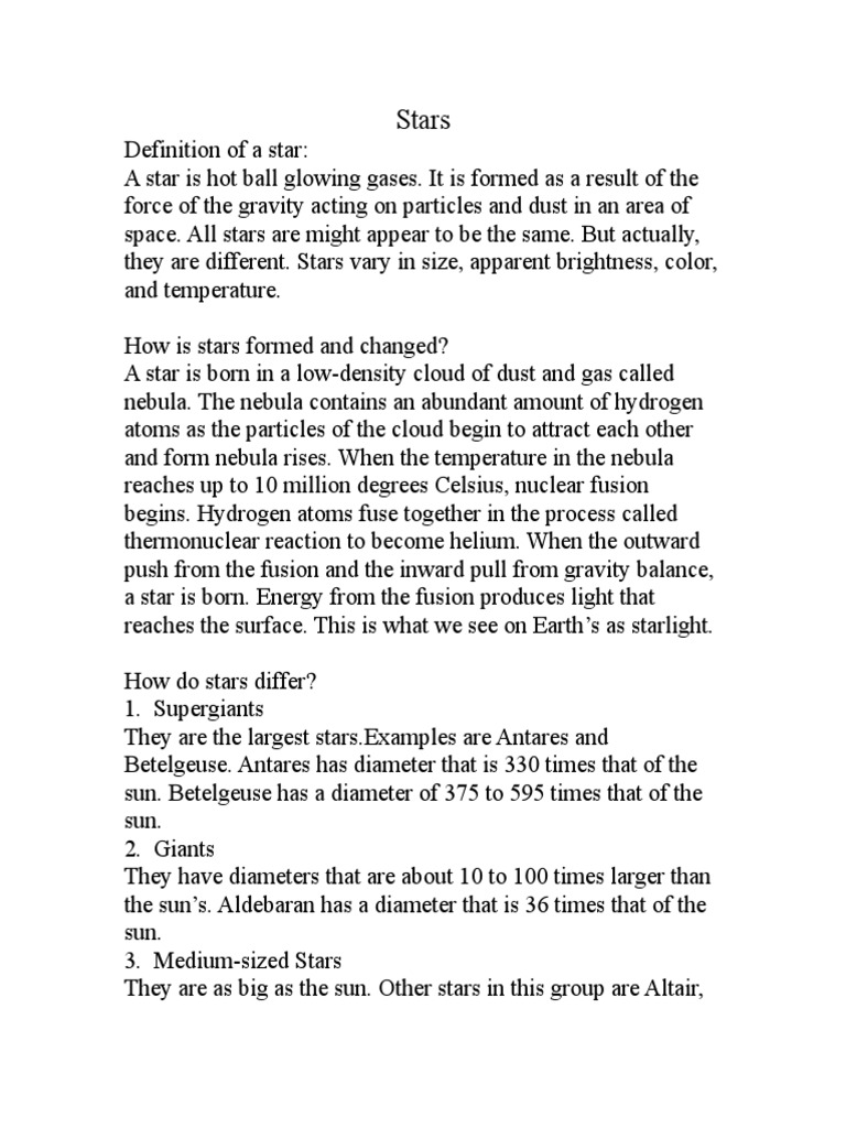 All About Stars | PDF | Stars | Nuclear Fusion