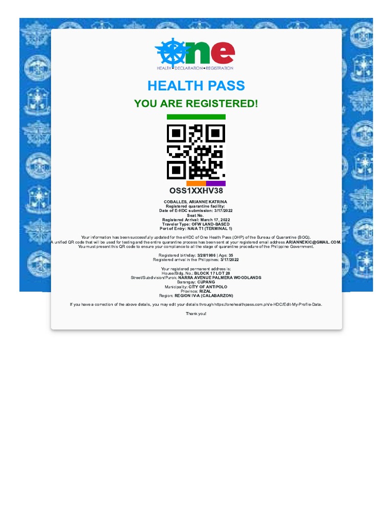 Guarantee Process for One Health Pass in Rizal | PDF