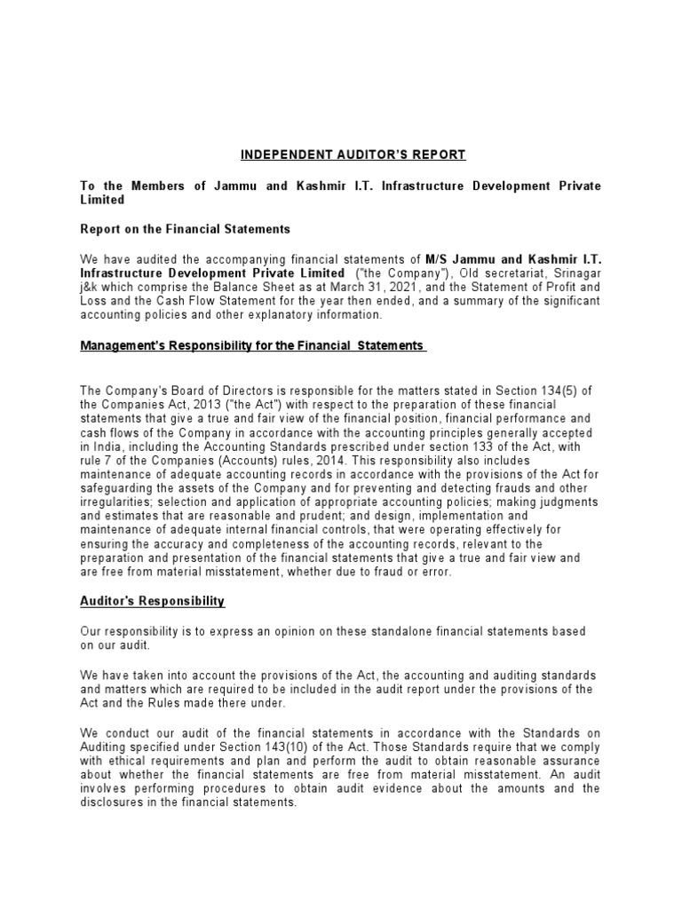 Independent Auditors Report | PDF | Audit | Internal Control