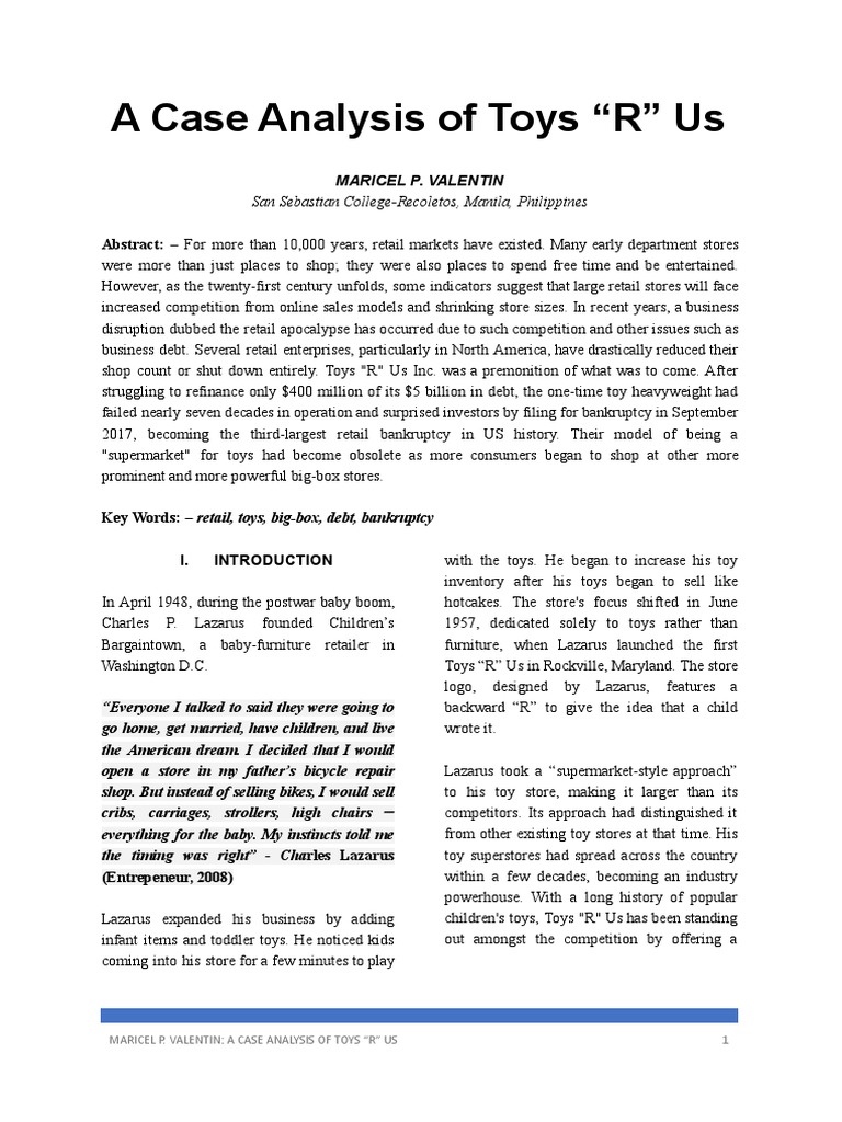 A Case Analysis of Toys "R" Us | PDF | Retail | Business
