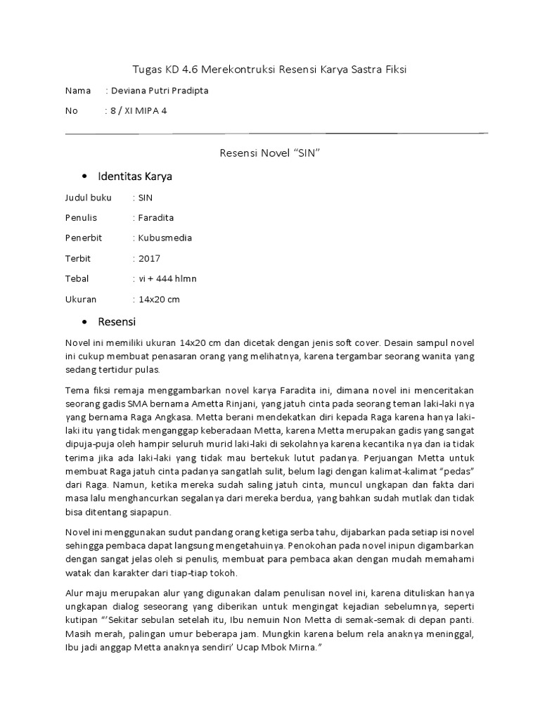 8 Deviana Putri Xi Mipa 4 Rekontruksi Resensi Bindo | PDF