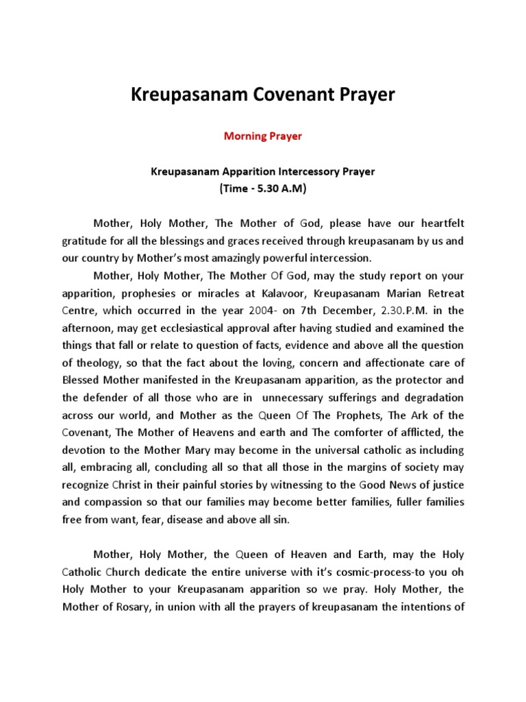Kreupasanam Covenant Prayer | PDF | Mary, Mother Of Jesus | Jesus