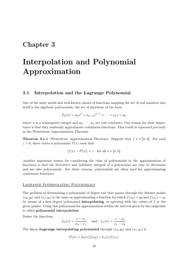 Chapter 3 | PDF | Polynomial | Interpolation