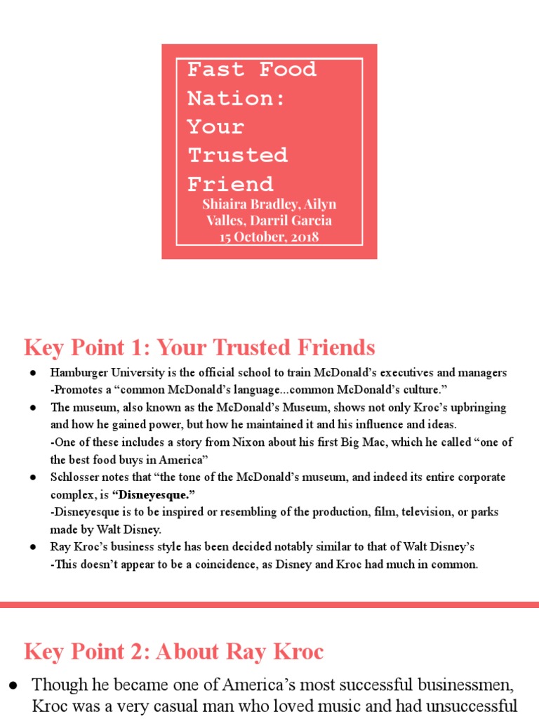 Fast Food Nation - Your Trusted Friend | PDF | Mc Donald's | Walt Disney