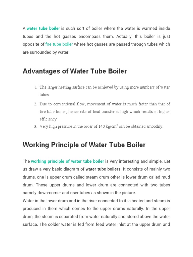 Water Tube Boiler-Working Principle | PDF