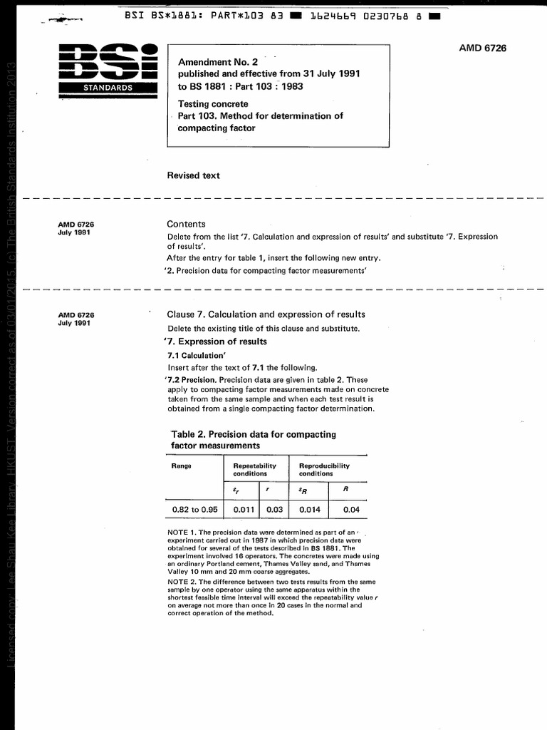 (BS 1881-103 - 1983) - Testing Concrete. Method For Determination of ...