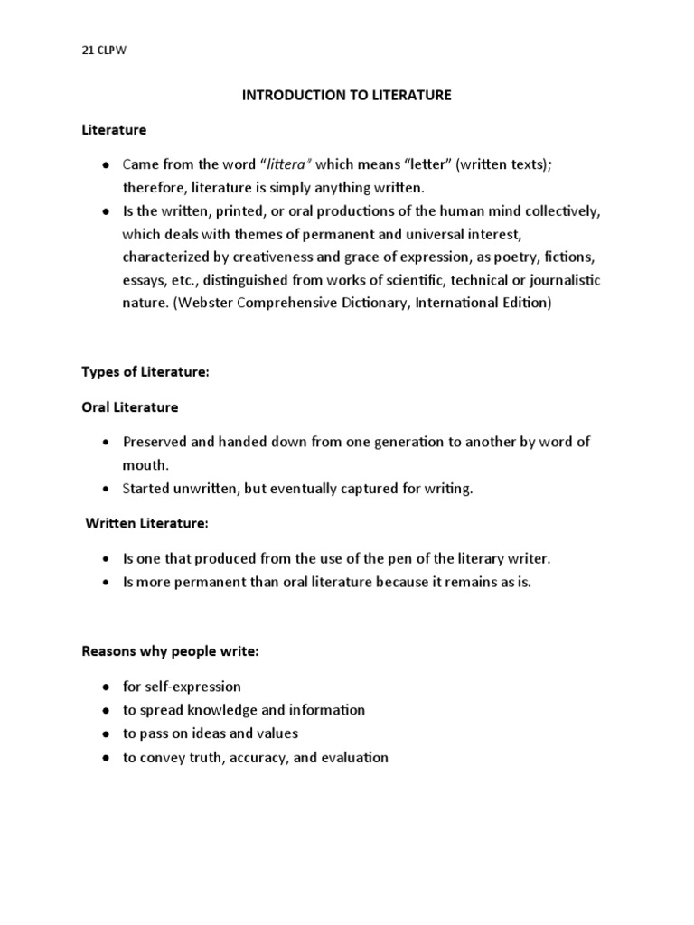 Introduction to Literature Types | PDF