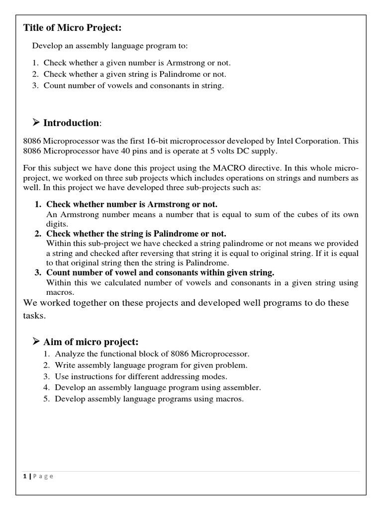 MIC Project Report2 | PDF | Assembly Language | Pointer (Computer Programming)