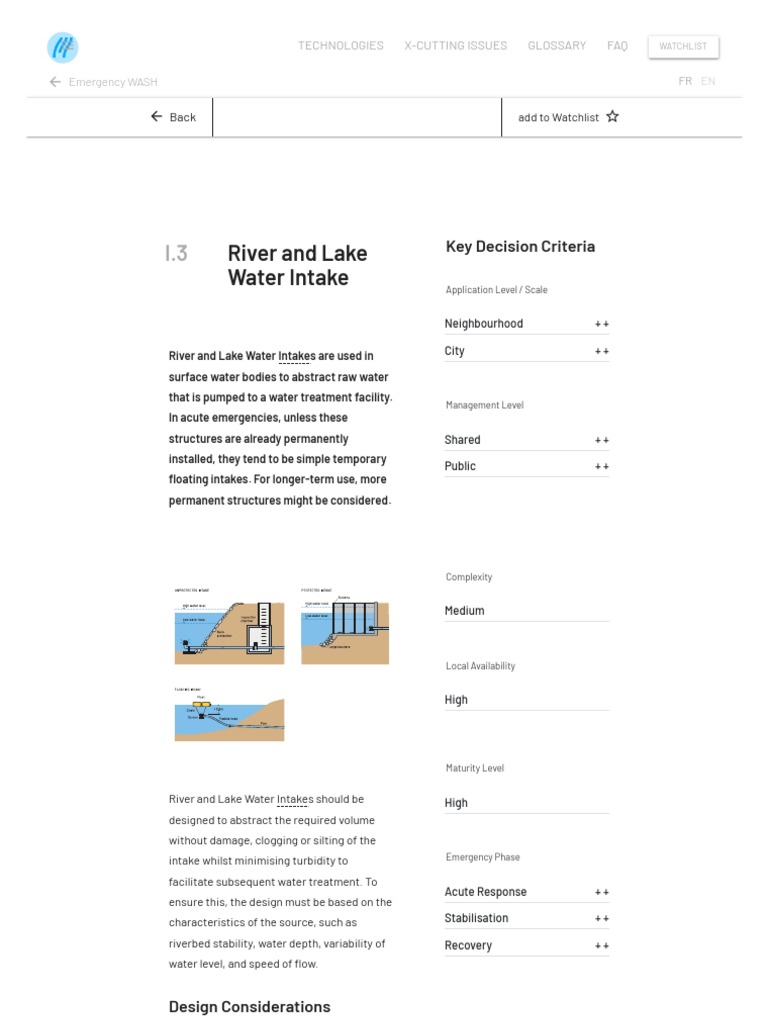 River and Lake Water Intake: Key Decision Criteria | PDF | Dam | Water