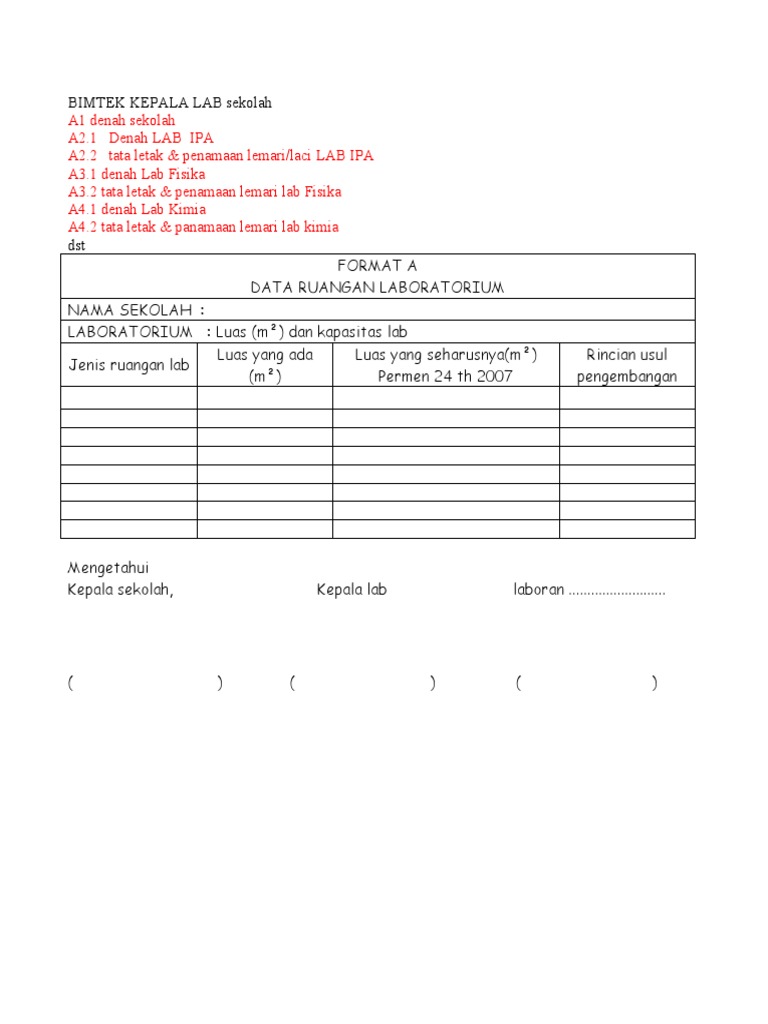 02 Format-Administrasi-Laboratorium | PDF