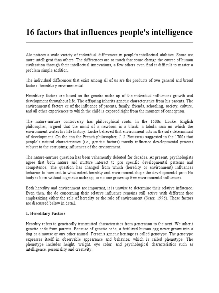 Determinants of Intelligence | PDF | Intelligence Quotient | Heredity