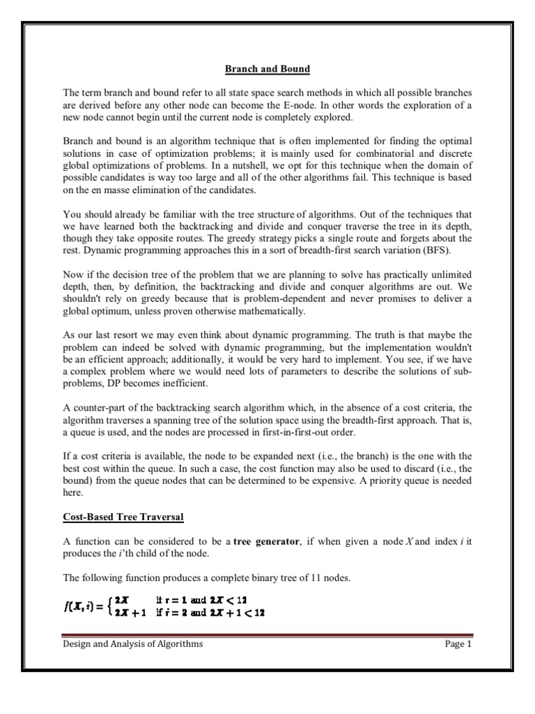 Cost Based Tree Traversal An Optimal Algorithm For Solving