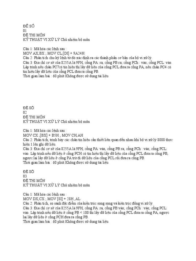 (123doc) - De-Thi-Mon-Ky-Thuat-Vi-Xu-Ly | PDF