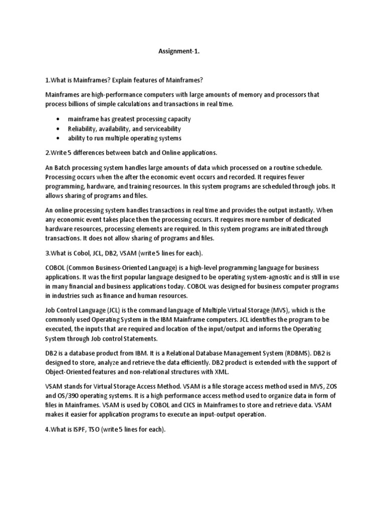 Mainframe Assignment 1 2 | PDF | Information Technology | Mainframe ...