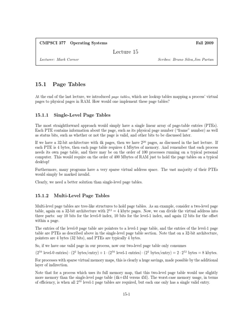 Multi-Level Page Tables: An Efficient Approach to Virtual Memory ...