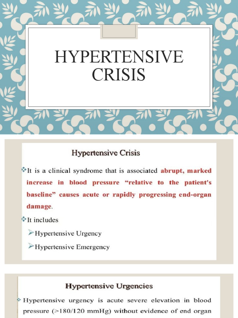 Hypertensive Crisis | PDF