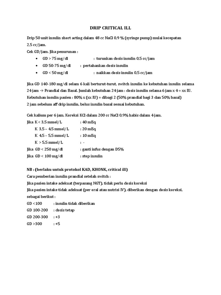 Drip Critical Ill Pdf