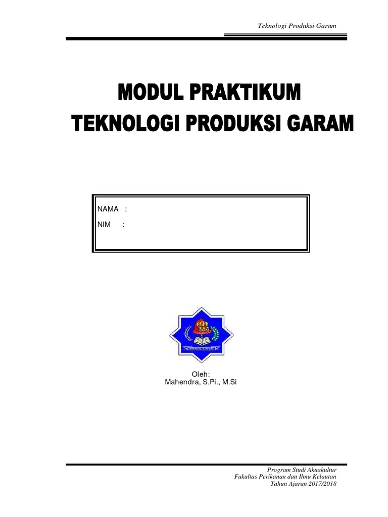 Modul Teknologi Produksi Garam | PDF