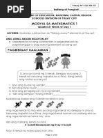 Activity Sheet Solves Routine and Non Routine Problems Involving Subtraction Without and With ...