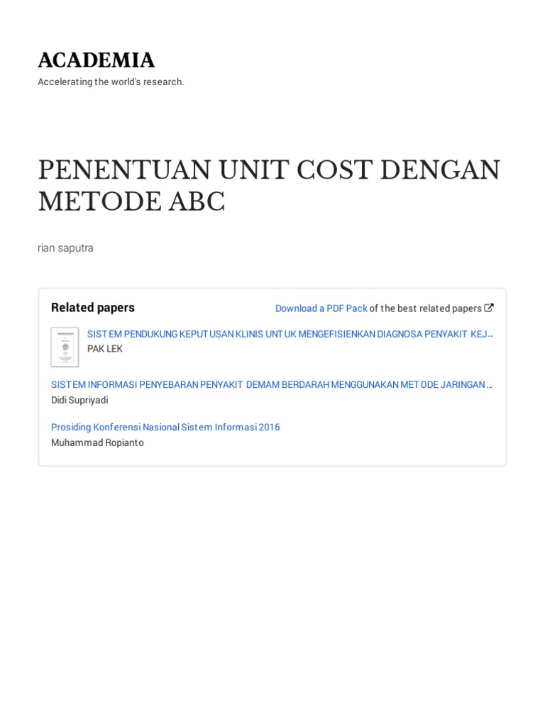 Penentuan Unit Cost Dengan Metode Abc: Related Papers | PDF