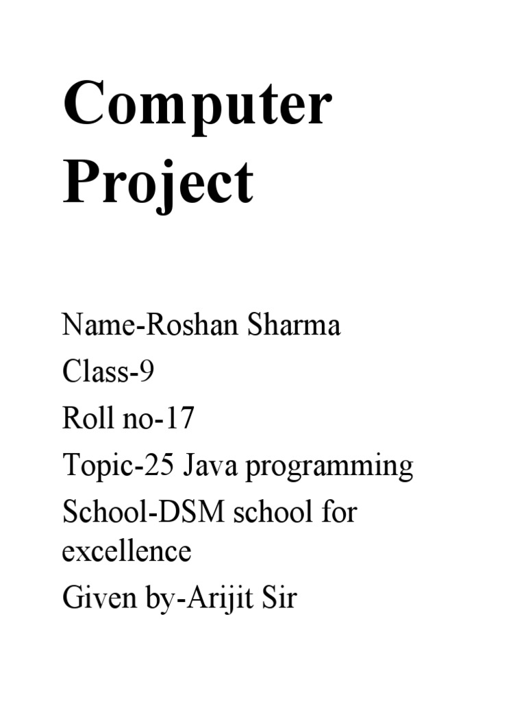 Computer Java Project | PDF | Computing | Computer Programming