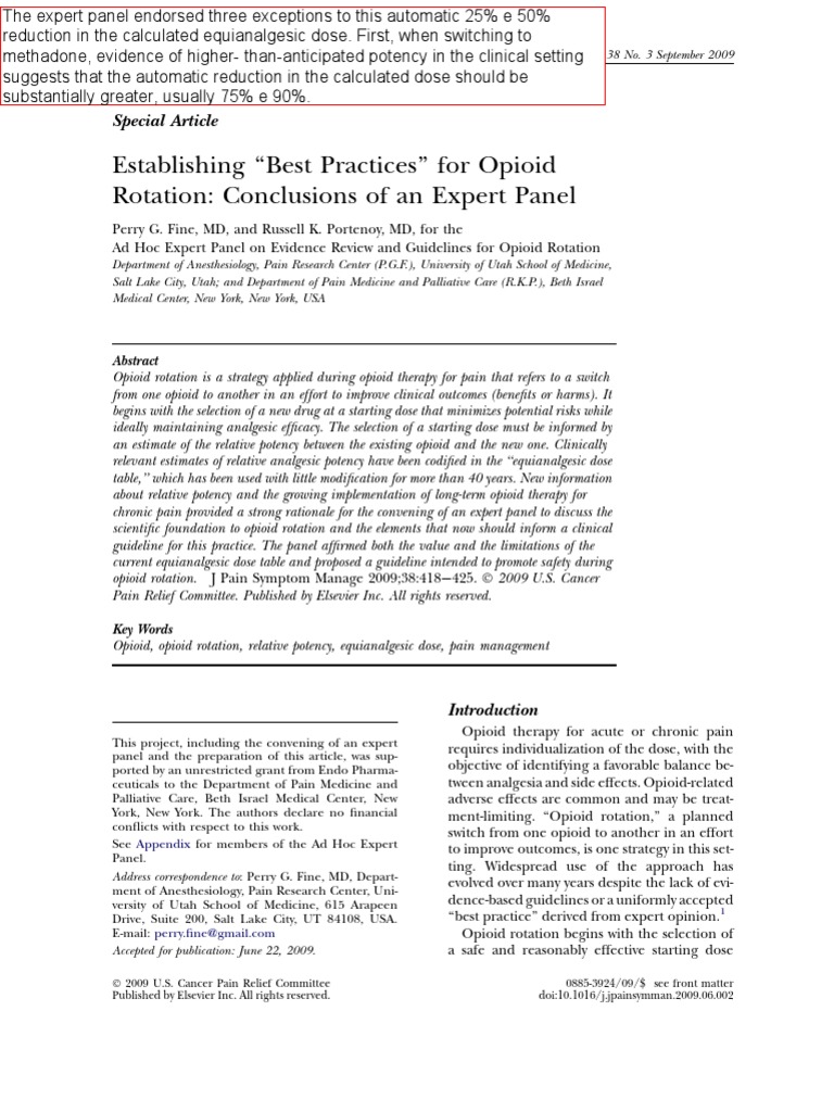 Opioid Rotation Guidelines JPSM 2009 | PDF | Opioid | Pain Management