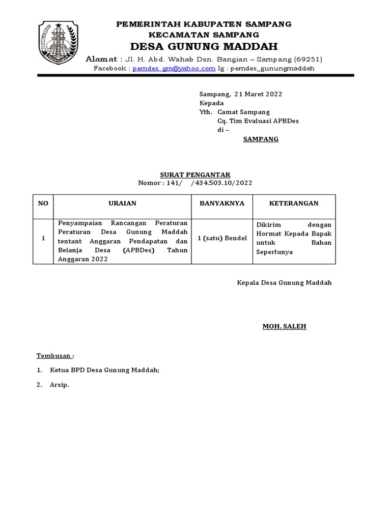 Pengantar Rancangan APBDes | PDF