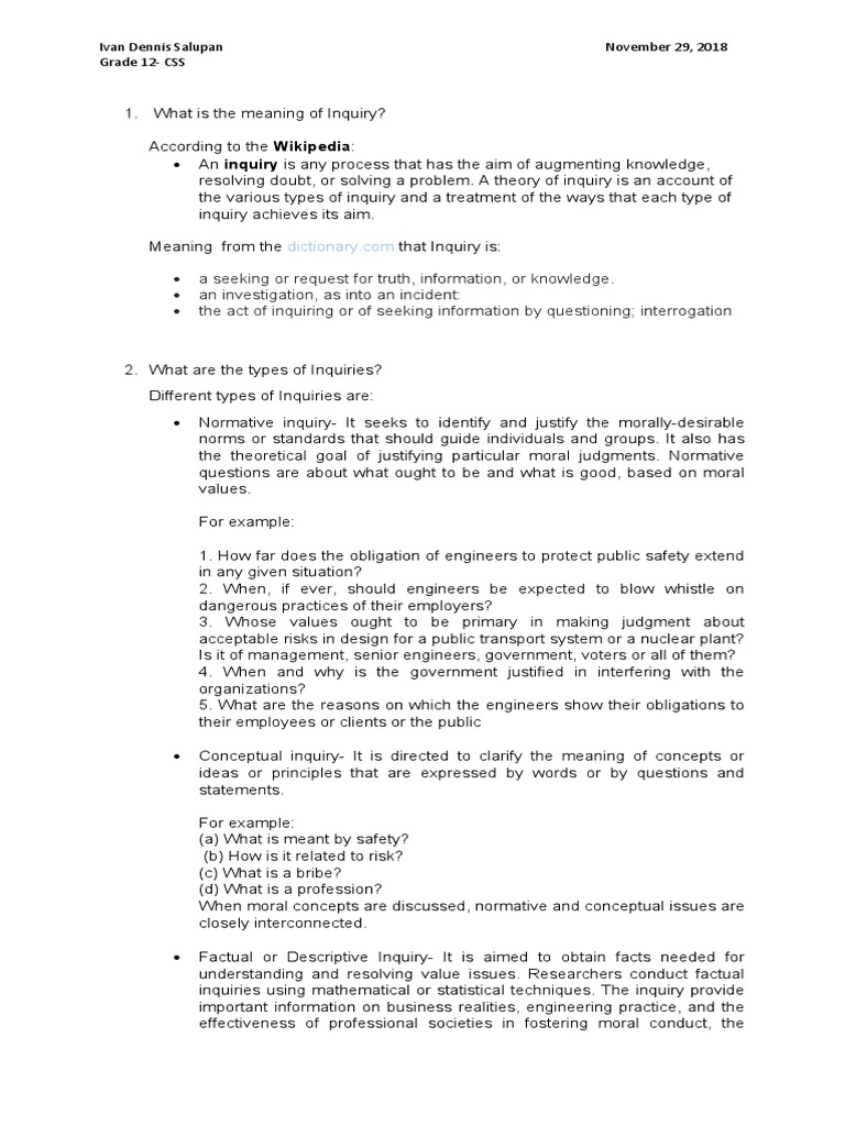 What Is The Meaning of Inquiry | PDF | Inquiry | Theory