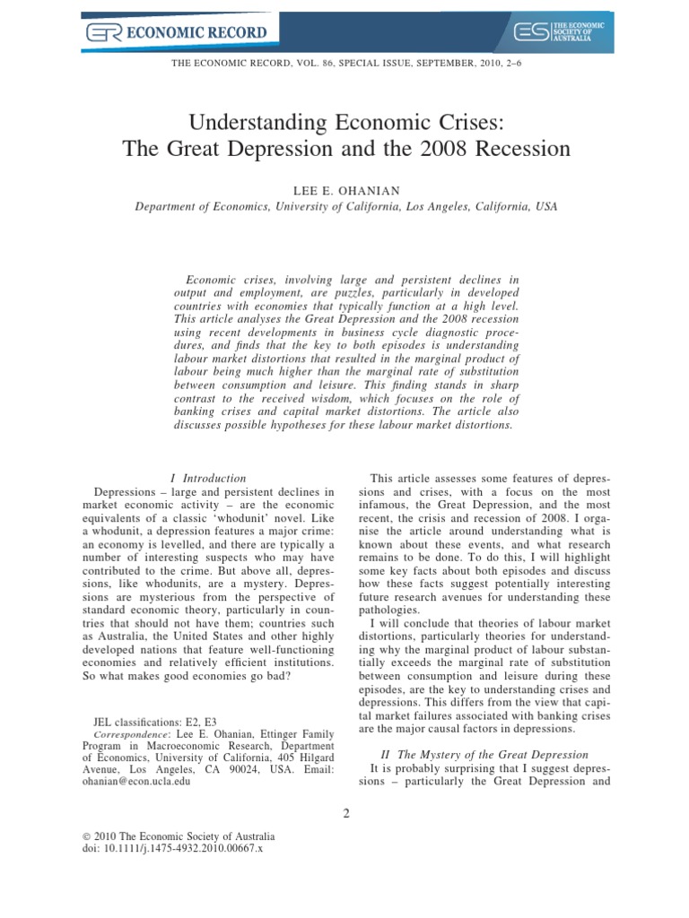 The Great Depression and The 2008 Recession | PDF | Great Depression ...