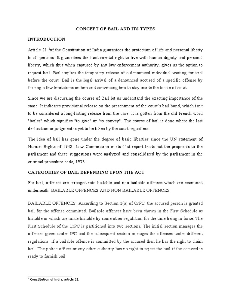 Concept of Bail and Its Types | PDF | Bail | Crime & Violence