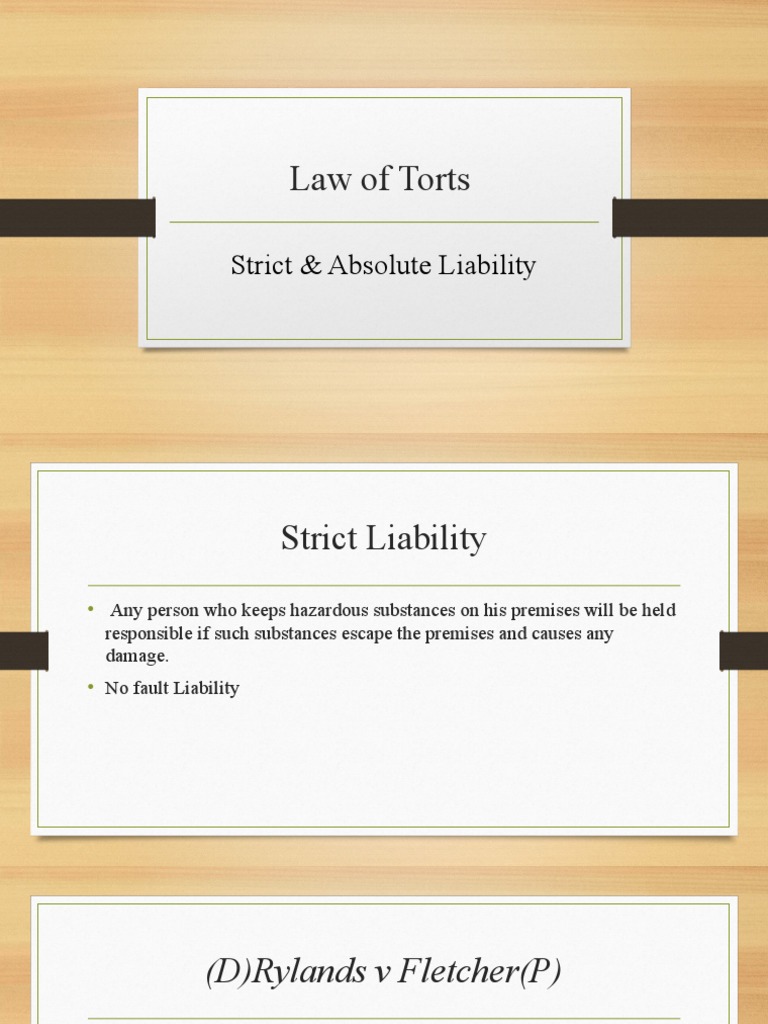 Strict and Absolute Liability | PDF | Legal Liability | Strict Liability