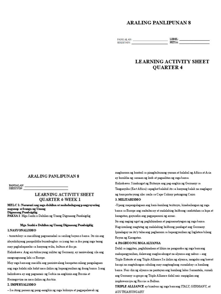 Q4 LAS AP8-week 1-8 | PDF