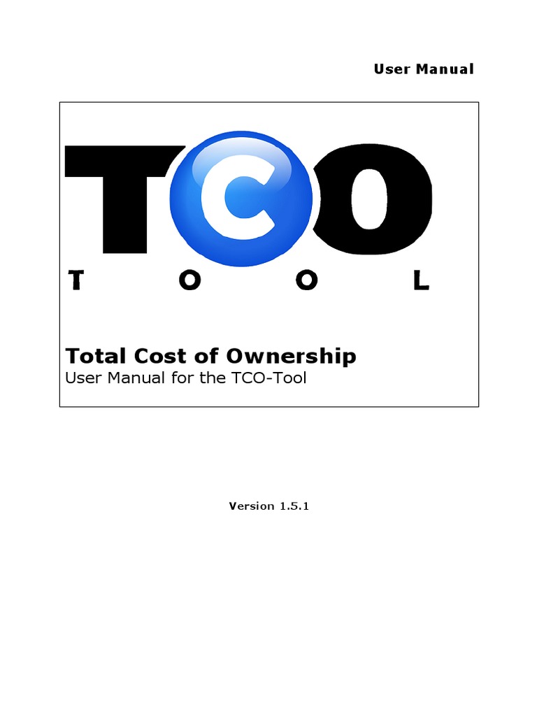Total Cost of Ownership: User Manual For The TCO-Tool | PDF ...