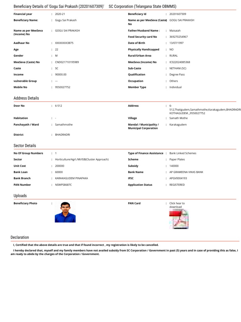 Telangana State OBMMS - CGG | PDF | Economies