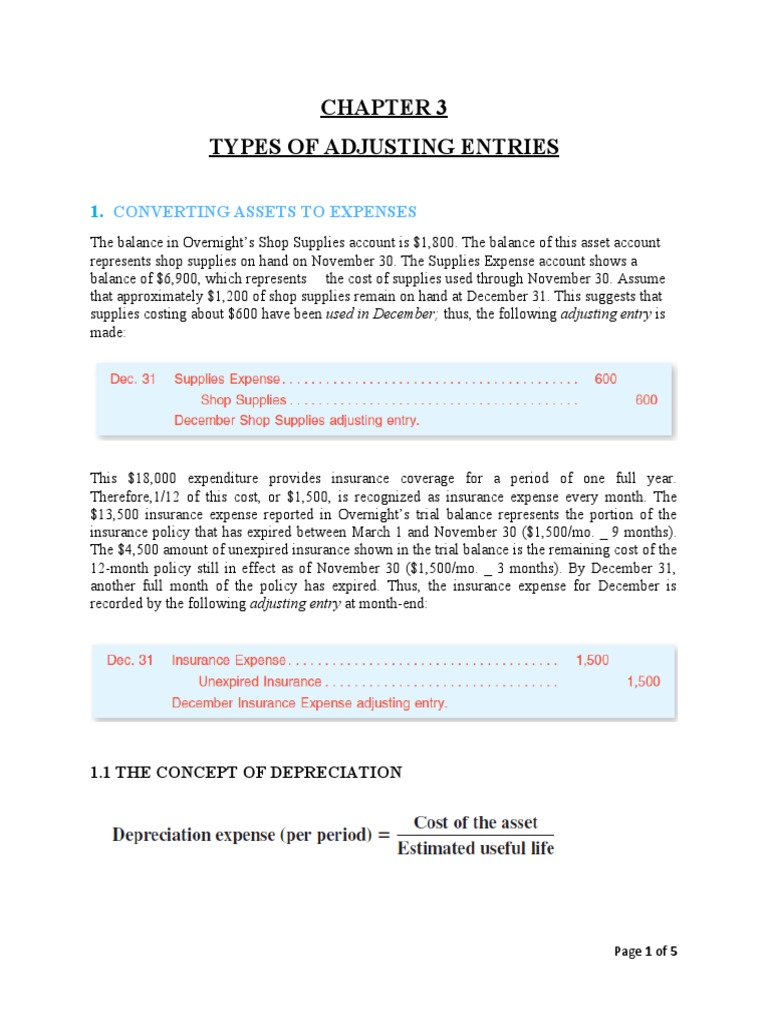 Types of Adjusting Entries (CH 4) | PDF | Accrual | Expense