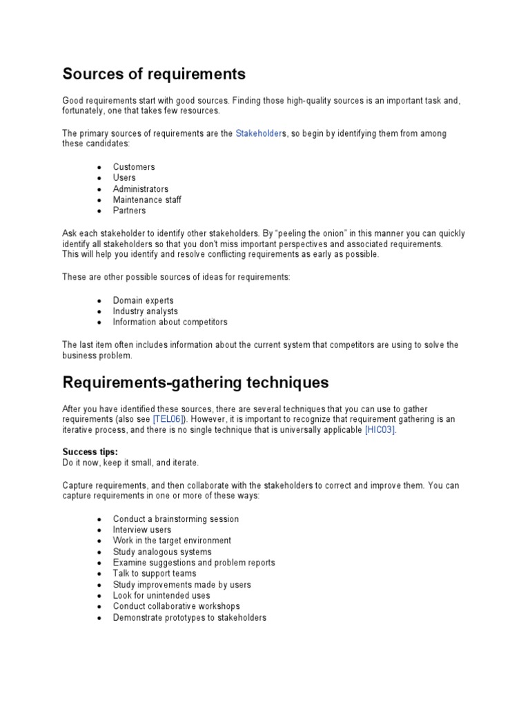 Sources of Requirements: Stakeholder | PDF | Brainstorming | Prototype
