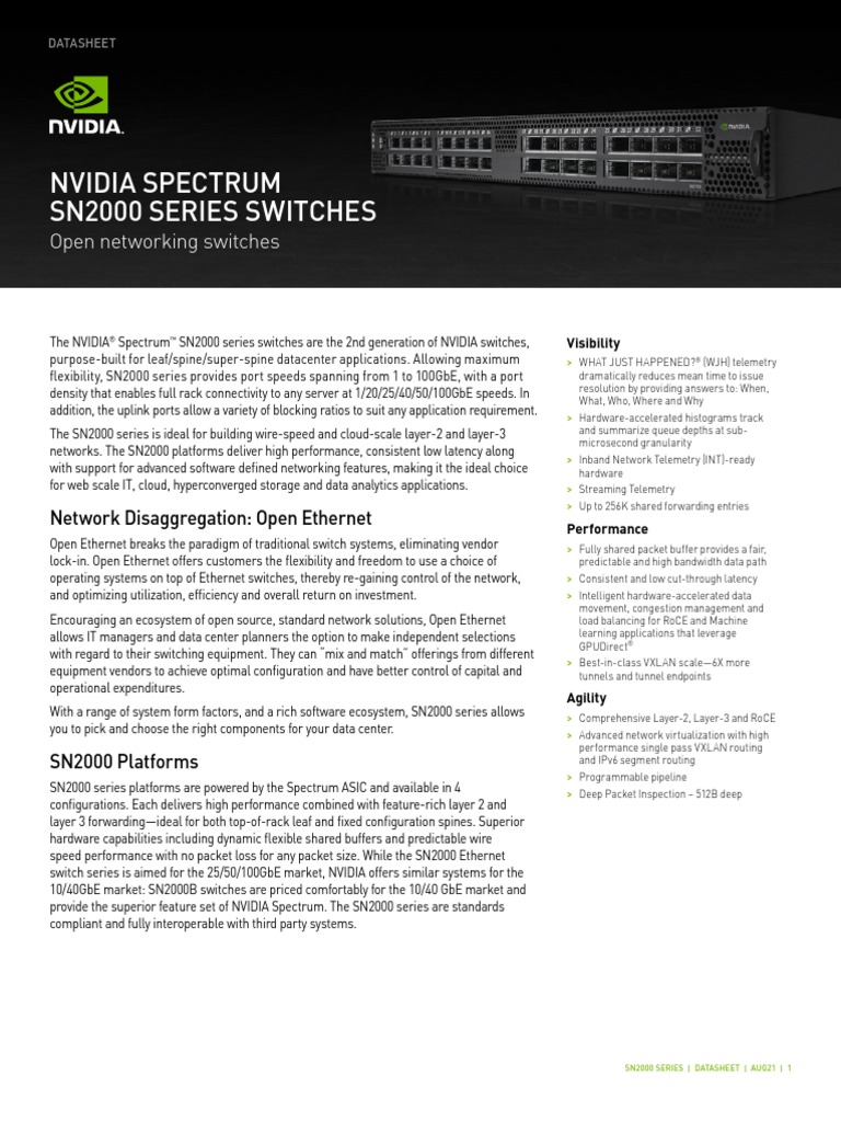 Nvidia Spectrum Sn2000 Series Switches | PDF | Computer Network | Operating System
