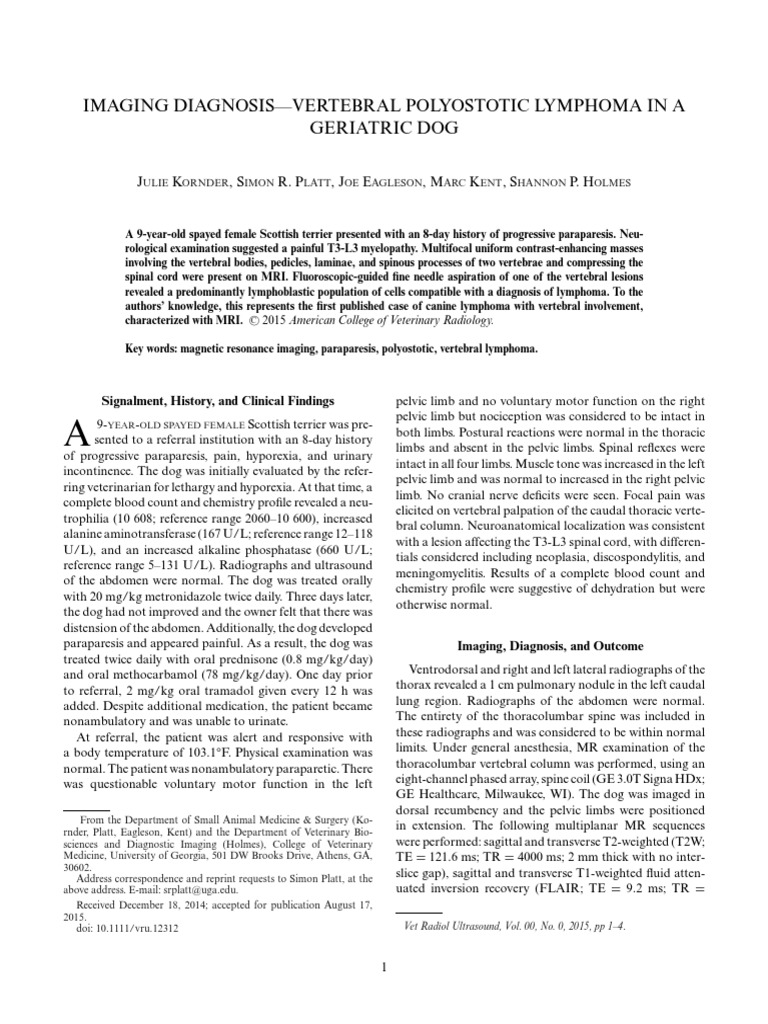 Vertebral Polyostotic Lymphoma in A | PDF | Vertebra | Vertebral Column