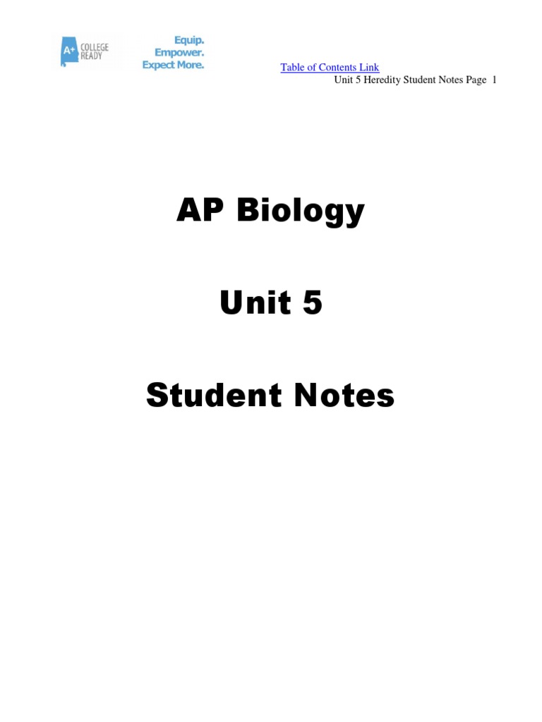 AP Biology Unit 5 Student Notes: Table of Contents Link | PDF | Meiosis ...