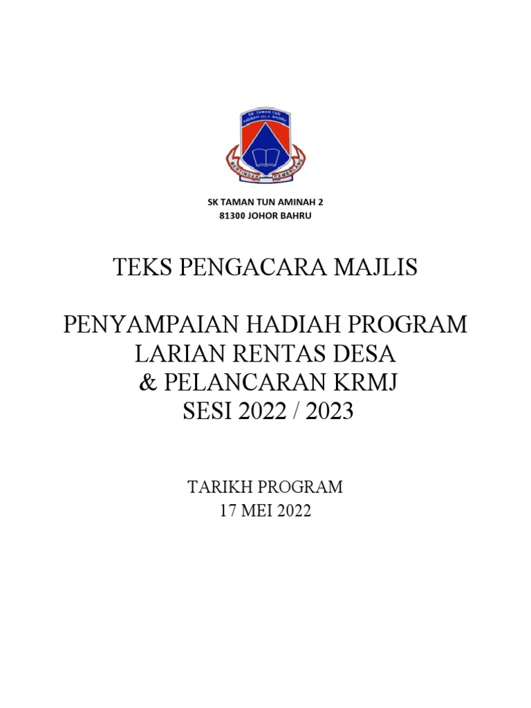 Teks Emcee Pelancaran KRMJ | PDF