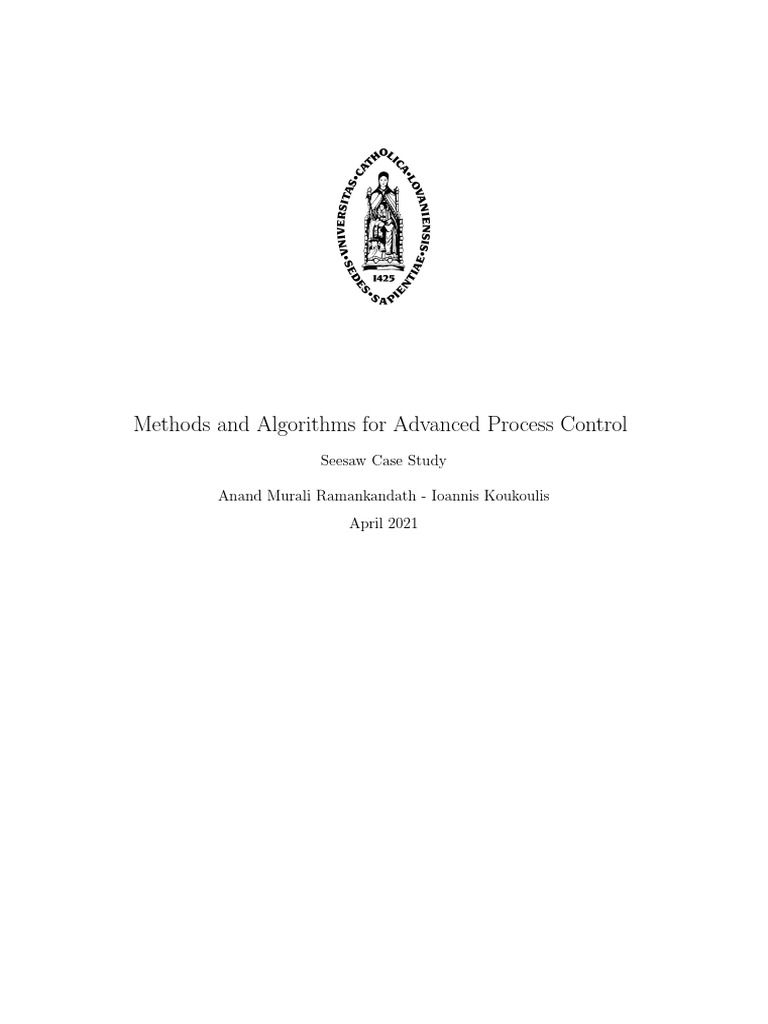Methods and Algorithms For Advanced Process Control | PDF | Control ...