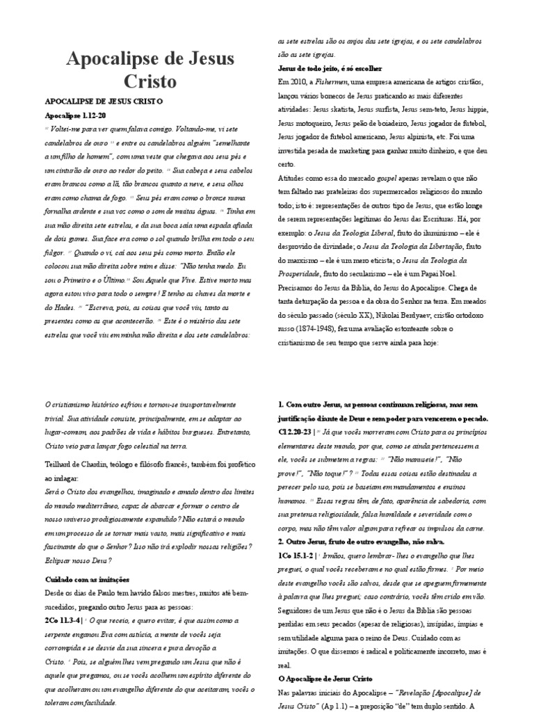 Apocalipse de Jesus Cristo | PDF | Livro do Apocalipse | Jesus