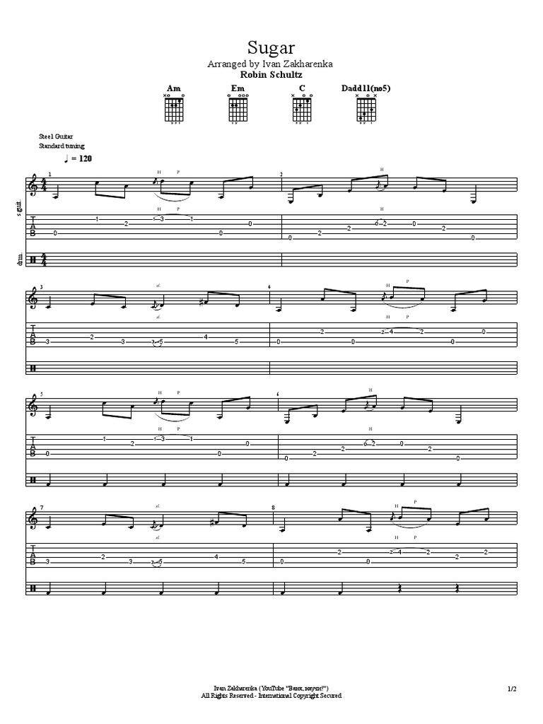 Sugar - Robin Shultz (By Ivan Zakharenka) | PDF | String Instruments ...