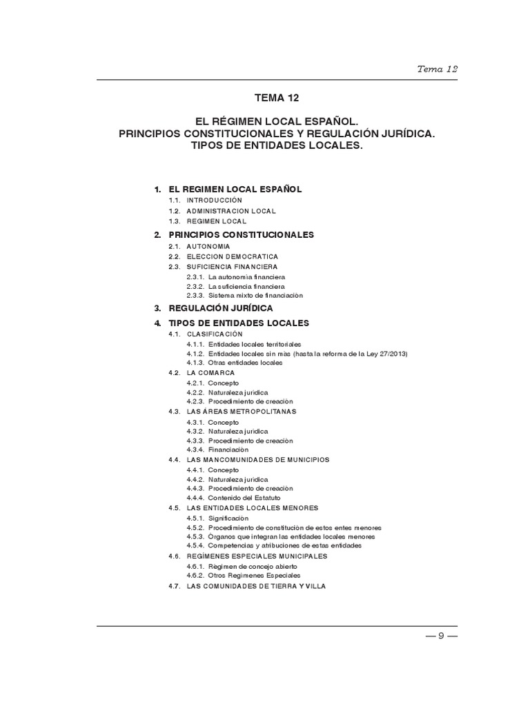A. Tema 6. EL RÉGIMEN LOCAL ESPAÑOL. PRINCIPIOS CONSTITUCIONALES Y ...
