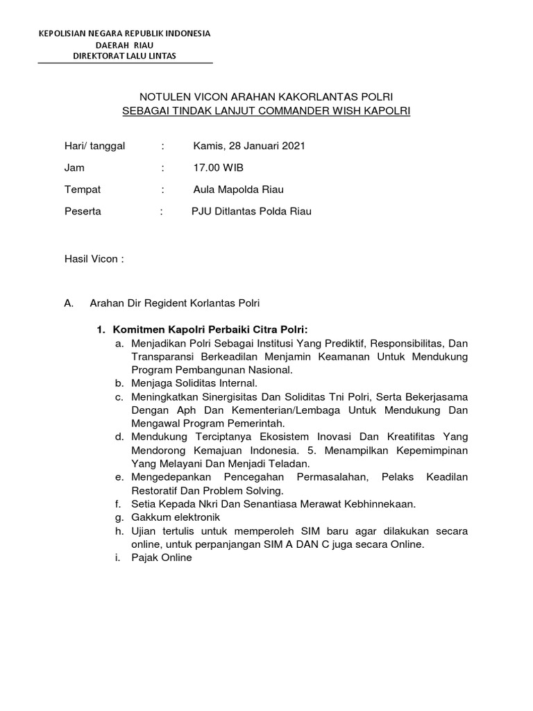 Arahan Kakorlantas untuk ETLE Nasional | PDF