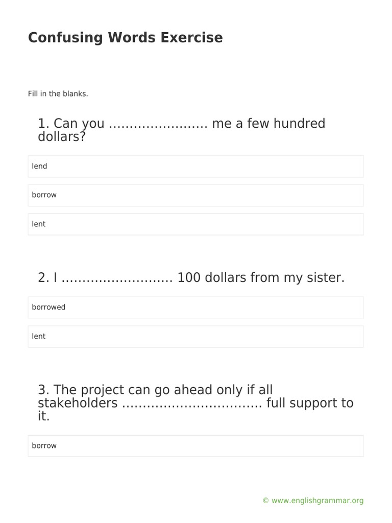 1.6confusing Words Exercise | PDF