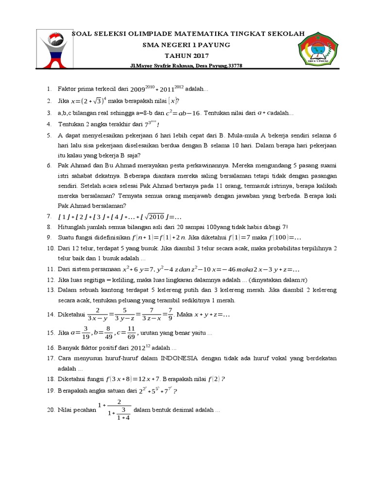 Soal Osk Matematika | PDF