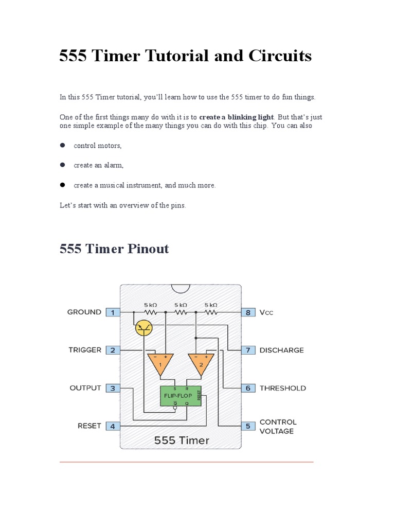 555 Timer Tutorial and Circuits | PDF | Electricity | Electronic Circuits