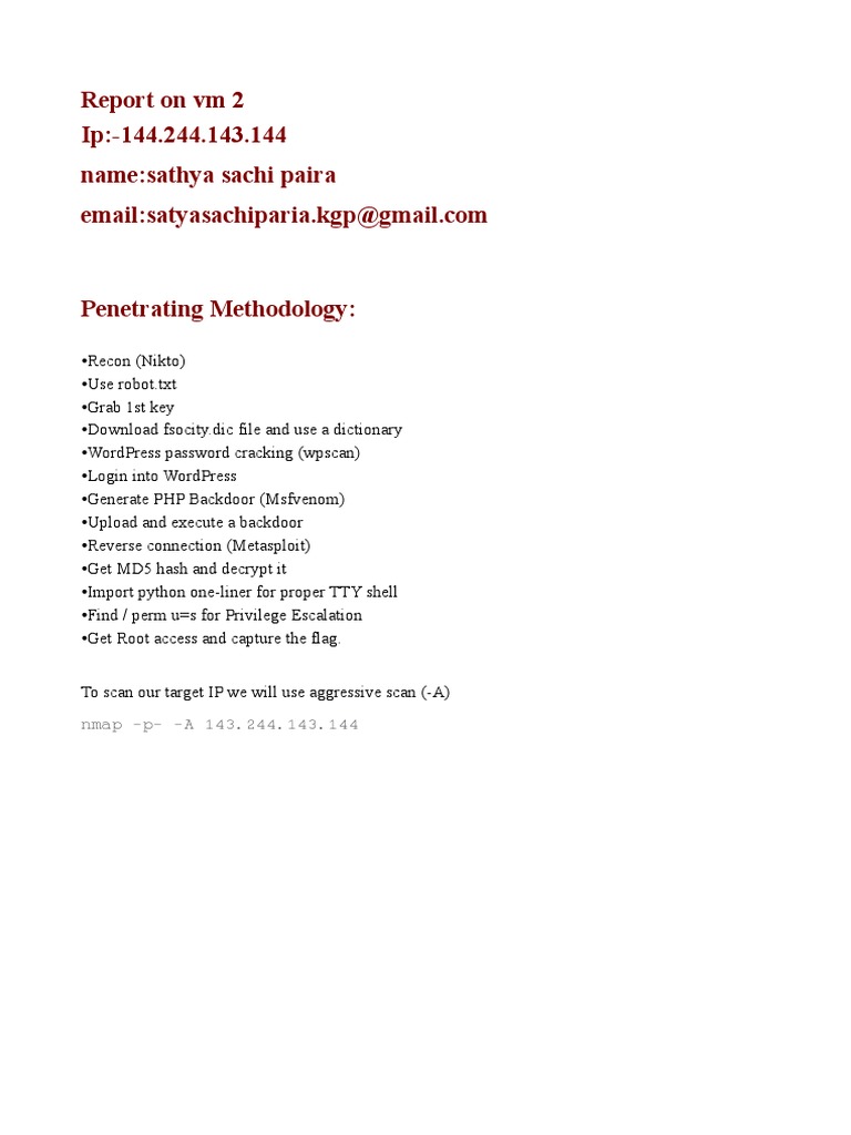 VM Report and Penetration | PDF | Superuser | Utility Software